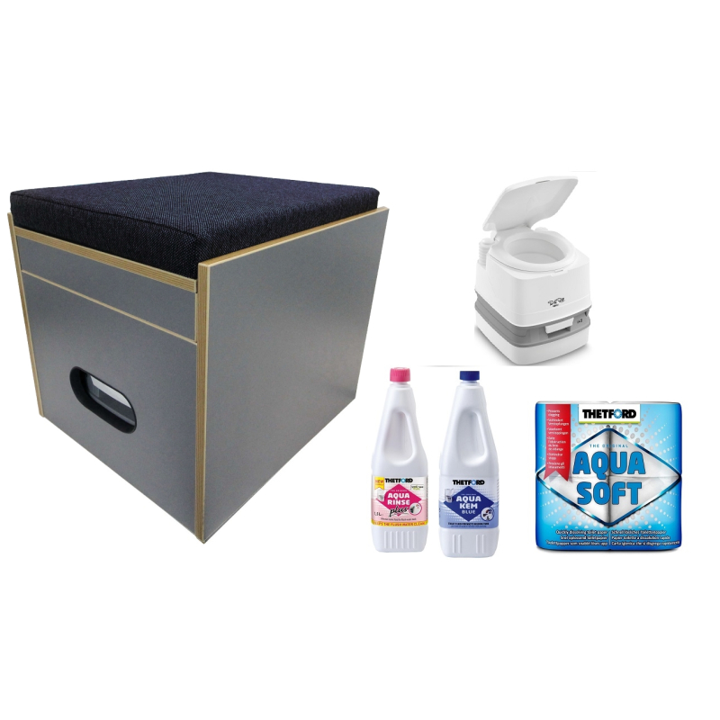 Toiletten Hocker für Porta Potti 145 Polster blau Set mit Toilette un ...